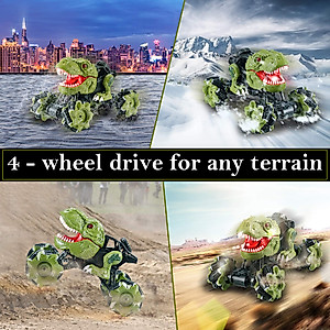 ZAYOR Monster Trucks for Boys,Dinosaur Remote Control Car with Music and Led Lights,Kids Outdoor Toys,360°Rotation RC Car Toys for Boys Age 5 6 7 8 9 10 11 12 As Birthday Gift