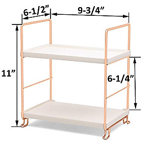 kaileyouxiangongsi Plastic/Metal Freestanding Stackable Organizer Shelf,Bathroom Countertop Storage Shelf Cosmetic Organizer Holder Kitchen Spice Rack,2-Tier Standing Rack (Rose Gold)