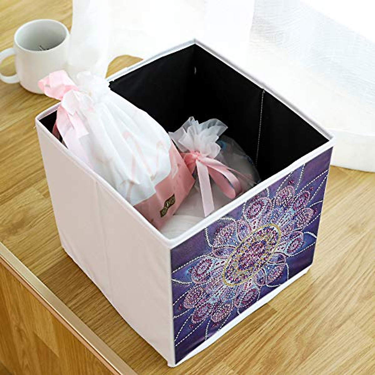 Storage Cubes with Diamond Painting, Organizer Container Folding Storage Box 5D DIY Diamond Painting Kits Art Craft for Desktop Toys Sundries Pantry Closet, Toys, Bedroom Organizer