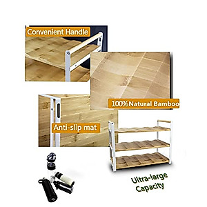 Asyncritus Water Bottle Organizer Suitable for Wall Hanging,Kitchen Countertops,Cabinets,3 Tier Bamboo Stackable Water Bottle Holder, Holds 12 Bottles in Total,Assembled Size: 14.6L×8.1W×11H