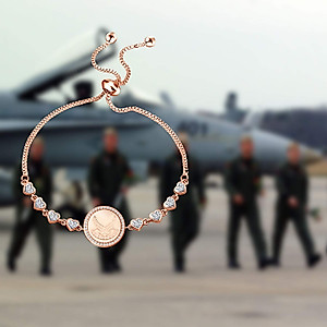 LQRI Air Force Gift Air Force Medal Pendant Bracelet Military Jewelry Force Mom Gift Proud Air Force Sister Wife