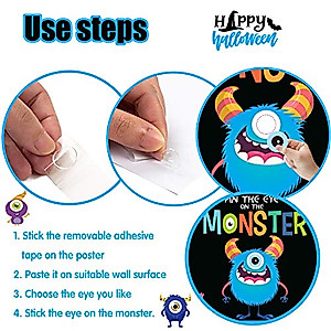 MISS FANTASY Kids Party Games, Pin The Eye on The Monster, Halloween Party Activities for Children