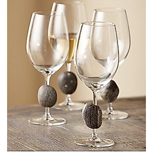 Sea Stones “Touchstone” Universal Wine Glass Set of 2-18oz Thin Rim, Long Stem Summer Glassware - Artisan River and Ocean Stone - Perfect for Birthday, Wedding and Anniversary or New House