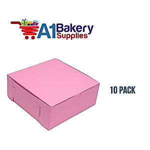 A1 Bakery Supplies Cake Boxes Cake Carry Boxes Disposable Cake boxes 10 Pack Pink 8 x 5 x 3.5 MADE IN USA