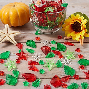 Topeen Acrylic Holiday Gems Crystals Gems for Table Scatter, Christmas Party Decoration Favor Vase Filler, 180 Pcs (Christmas Gems)