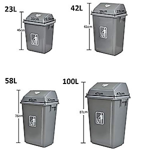 NYKK Wastebasket 23 Litre / 6 Gallon Swing Cover Trash Can (Gray) Waste Container (Capacity : 23L)