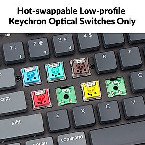 Keychron K1 RGB Hot-swappable Tenkeyless Layout Ultra-Slim Wireless Bluetooth/Wired USB Mechanical Keyboard for Mac Windows with Low-Profile Keychron Optical Red Switch Full Aluminum - Version 5