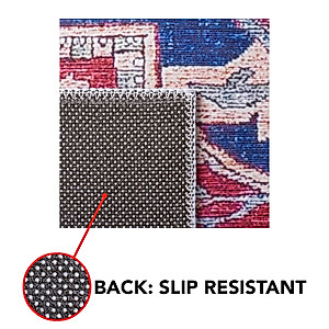 SAFAVIEH Tucson Collection Accent Rug - 3' x 5', Red & Navy, Persian Design, Non-Shedding Machine Washable & Slip Resistant Ideal for High Traffic Areas in Entryway, Living Room, Bedroom (TSN108Q)