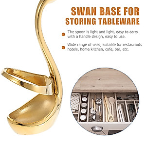 Hemoton Dinnerware Set Spoon Stand Stainless Steel Utensil Holder Fruit Dessert Flatware Swan Base Holder Spoon Organizer for Countertop (Golden) Spoon and Fork Holder Stainless Steel Swan Holder