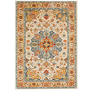 COMSLE Boho Area Rug, 4' x 6' Machine Washable Rugs for Entryway Faux Wool Large Rugs Distressed Throw Rug Non-Slip Floor Carpet for Indoor Bedroom Kitchen Living Room