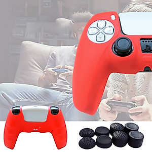 PS5 Controller Skin,Hikfly Silicone Cover for PS5 Grips PlayStation 5 Controller Cover Protector Sleeve Kits Video Games with FPS Pro Thumb Grips Caps(Blue)