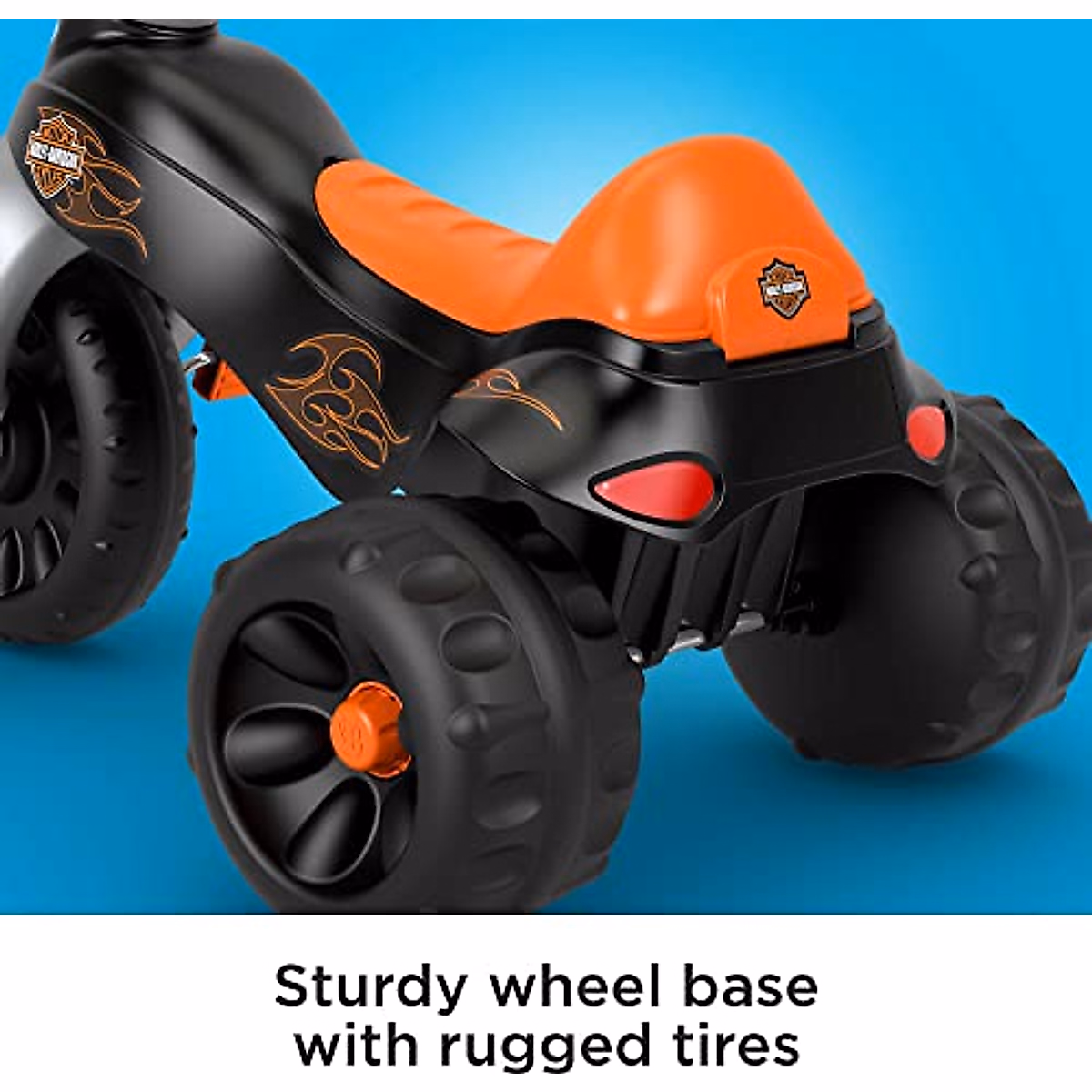 Fisher-Price Harley-Davidson Toddler Tricycle Tough Trike Bike with Handlebar Grips and Storage for Kids (Amazon Exclusive)