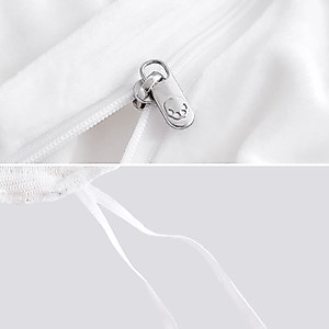 EHEYCIGA Faux Fur Duvet Cover, Ultra Soft Shaggy Fluffy Comforter Cover with Luxury Velvet on Reverse Zipper Closure 1PC (1 Duvet Cover, White, King)