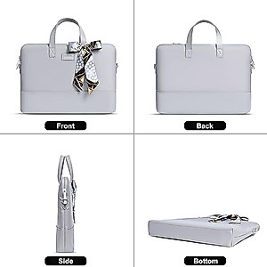 MOSISO Laptop Bag for Women, 15.6 inch Computer Bag Compatible with MacBook Pro 16 inch, HP, Dell, Lenovo, Asus, Razer Notebook, Laptop Shoulder Briefcase with Strap and Silk Scarf, Grey