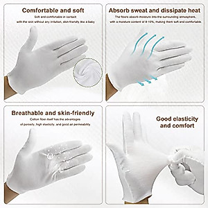 100% White Soft-Hand Cotton Moisturising Gloves Work Gloves, Extra Large (12 Pairs)