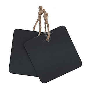 100 PCS Kraft Paper Gift Tags with 100 Feet Jute Twine 2.7’’x 1.5’’ Vintage Wedding Name Tags Price Hang Tags (Black)