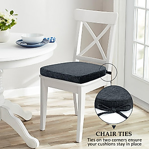 Wellsin Chair Cushions for Dining Chairs 4 Pack - Kitchen Chair Cushions with Ties and Non-Slip Backing - Dining Chair Pads 16"X16"X2", Navy