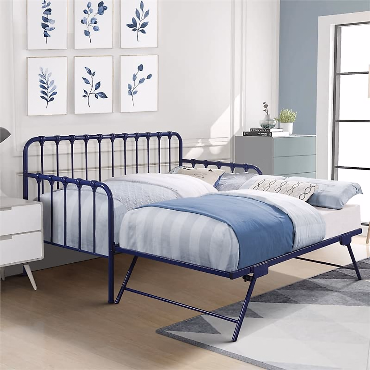 Lexicon Constance Metal Daybed with Trundle in Navy Blue