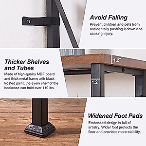 HOMBAZAAR Bookshelf, 4-Tier Industrial Bookshelves, Wood and Metal Bookcase,Free Standing Storage Small Modern Bookshelf for Living Room, Bedroom and Home Office，Brown