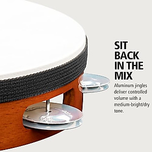 Meinl Percussion Traditional Goatskin Headed Wood Tambourine with Aluminum Jingles, Single Row — NOT Made in China — for All Musicians, 2-Year Warranty (TAH1A-AB)