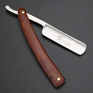XUAN FENG Zambian Bloodwood Folding Razor High hardness carbon steel cutting throat straight blade, vintage wooden handle, haircut razor