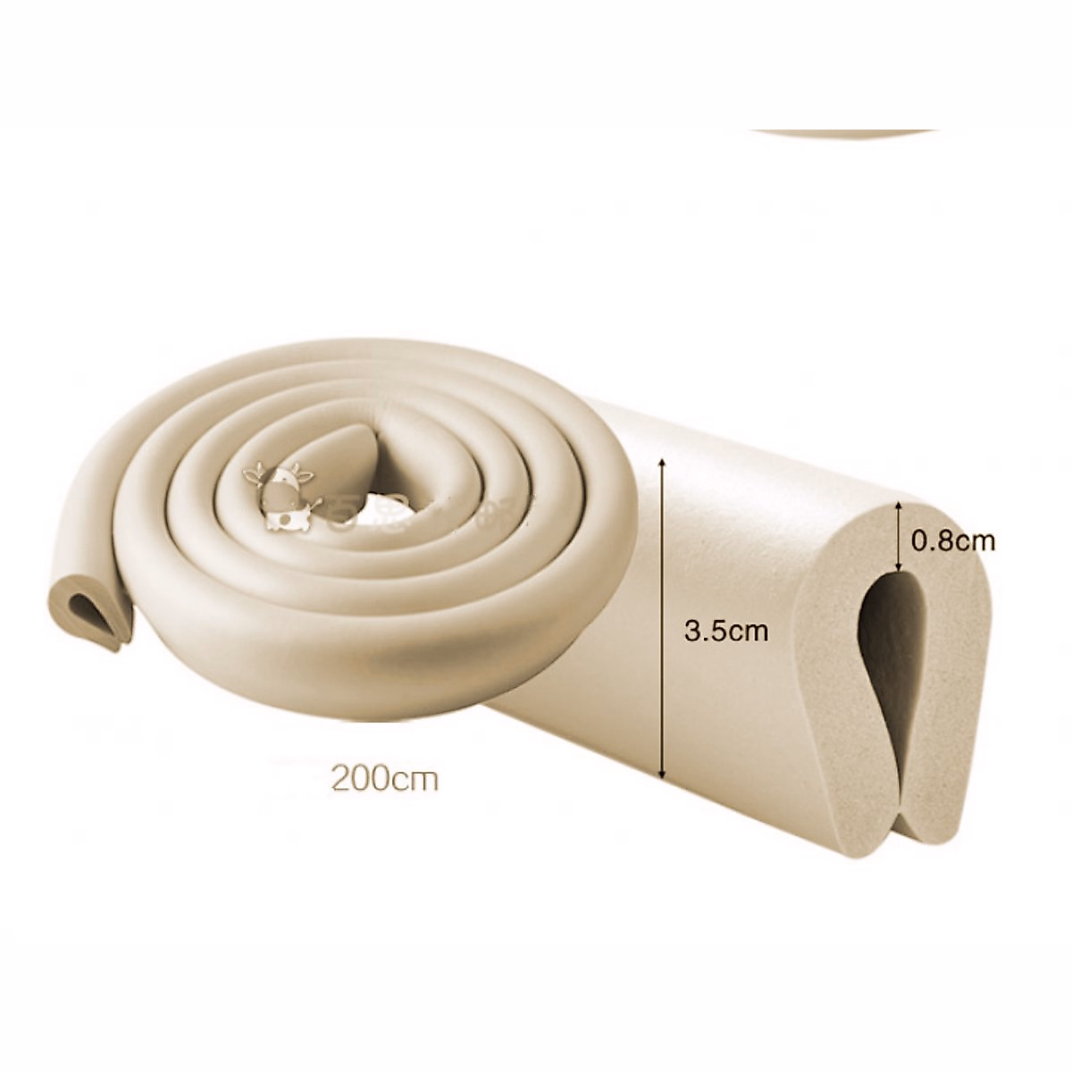 Beige 2x2 Meters (13 FT) U Shape Glass Table Edge Protectors Premium High Density Foam Baby Safety Bumper Guard Foam Strip