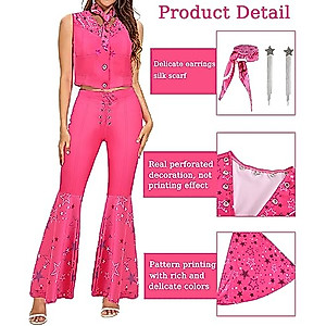 Girls Cowgirl Costume Kids 70s 80s Hippie Disco Cowboy Outfits Halloween Costume Western Looks Cosplay CA010L