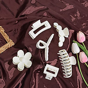 6Pcs Big Hair Claw Clips Nonslip Large Clip for Women Thin Cute Jaw Claws Barrettes Ponytail Holder Accessories,White