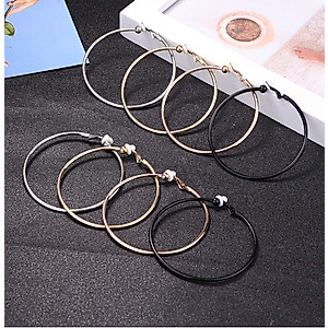 JOERICA Clip On Hoop Earrings for Women Silver Tone Gold Tone Rose Gold Tone Black Unpierced Hoop Earrings Non-pierced