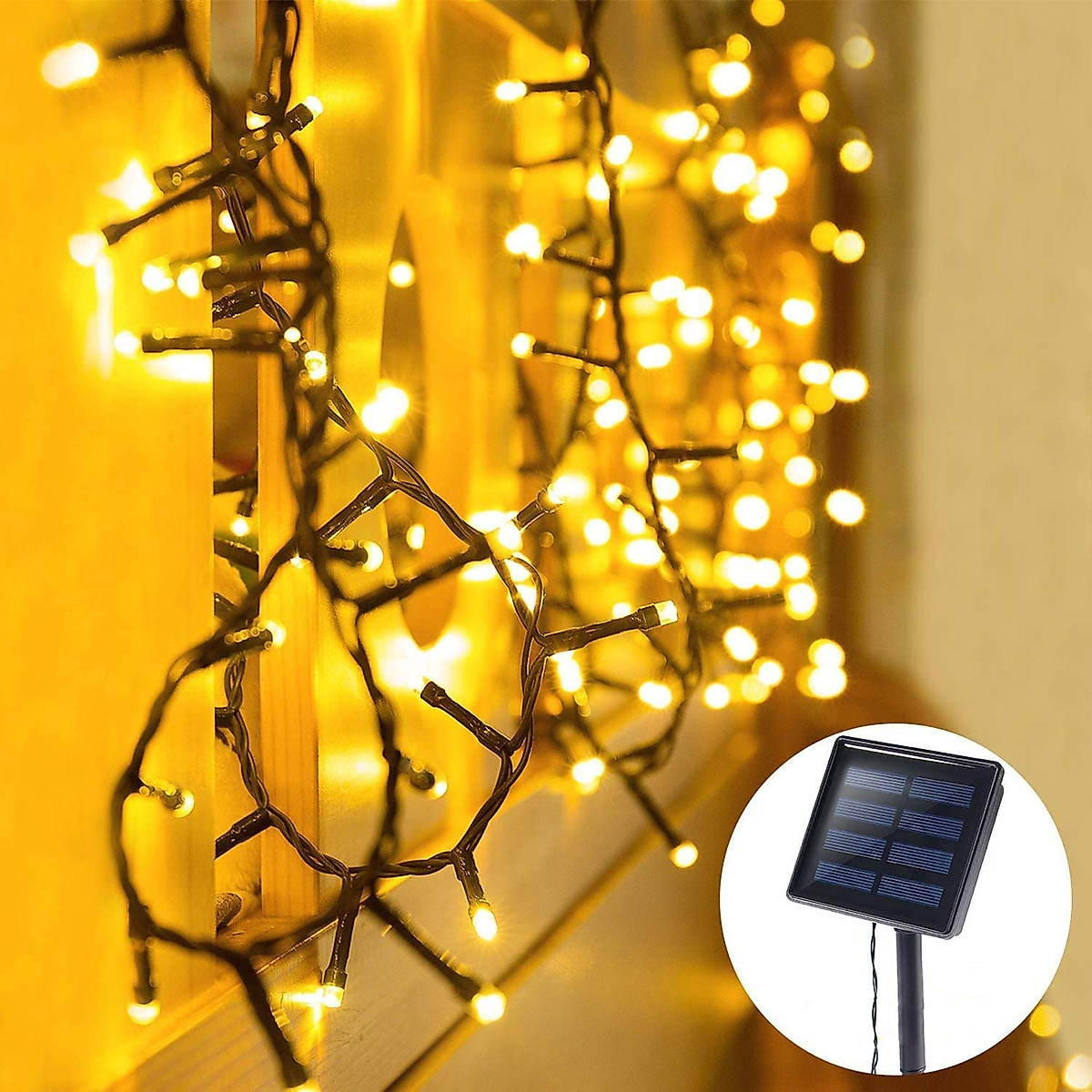 Goodia Solar String Lights, 72ft 200 LED Solar Outdoor String Lights, Waterproof Solar Fairy Lights Outdoor and Indoor Decorations for Christmas Tree, Gift, Gardens, Homes, Wedding, Party(Warm White)