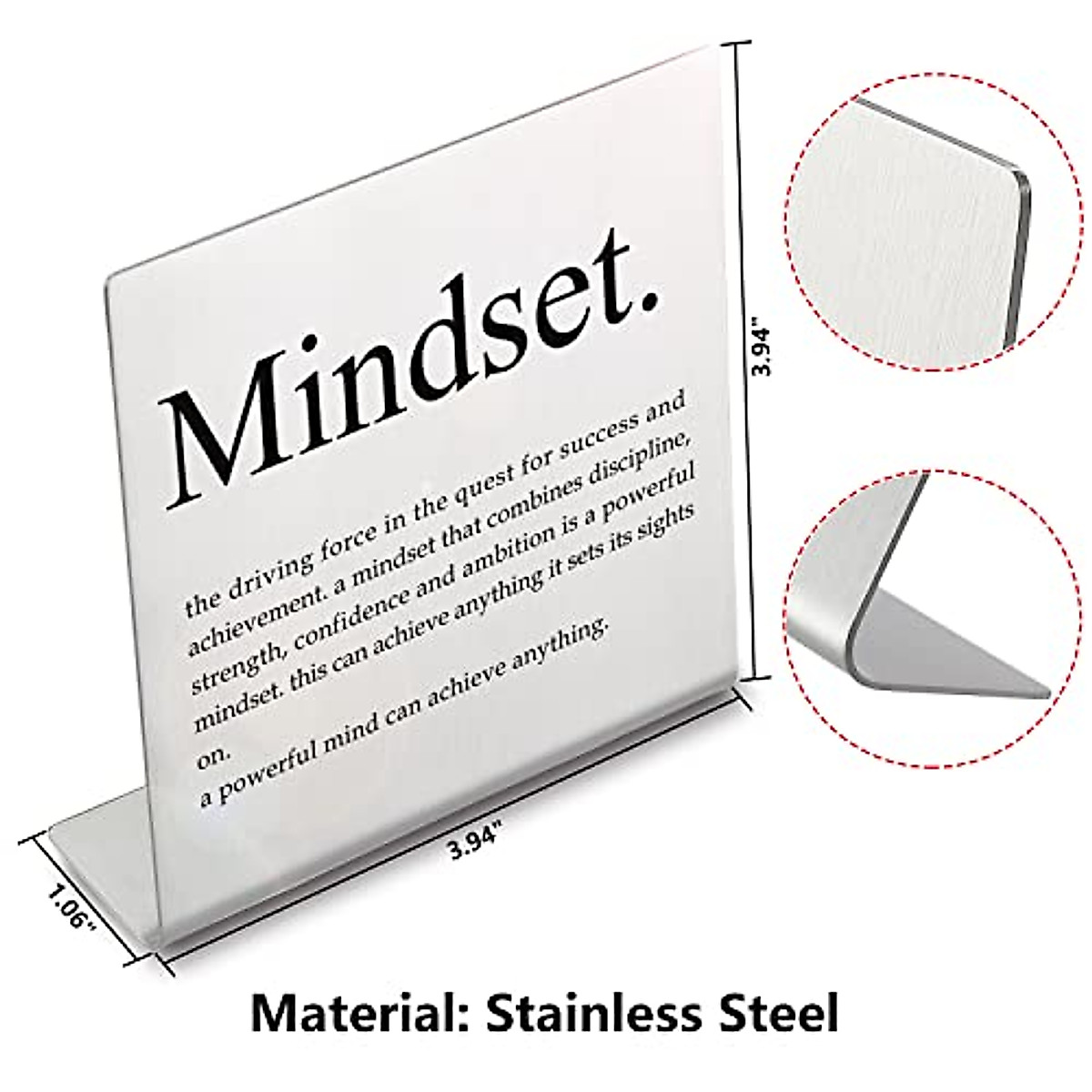 Mindset Definition Desk Sign for Home Office, Inspirational Gifts for Coworker, Women Office, Friends,Student, Men, Teens, Uplifting Self-Improvement Positive Quotes Decor (Mindset D)