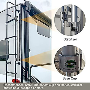 EEZ RV Products Telescopic Starlink RV Ladder Pole 10ft with RV Ladder Mounting Bracket Kit Adjustable Hold up to 2.5 inch Diameter Pole - Fits 1 inch Ladder Rails