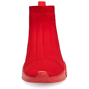 Santiro Women's Walking Tennis Shoes Breathable High Top Sock Sneakers Casual Sports Shoes Lightweight Knit Athletic Shoes All Red 8 US