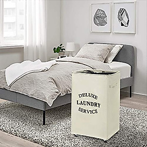 ZERO JET LAG 90L Large Slim Rolling On Wheels Laundry Hamper Basket Tall Dirty Clothes Hamper Clothes Storage Basket Standable Corner Handy Bin Hamper Basket 12x16x26" (Beige)