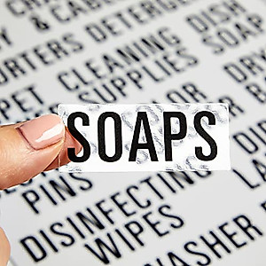 162 Pieces Laundry Room Labels, Bold All Caps Black Print on Clear Stickers for Linen Closet, Cleaning Supplies (Water Resistant)