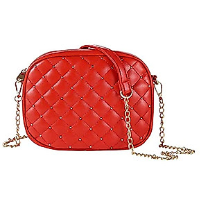 Small Cute Red Handbag for Girls - Womens Shoulder Crossbody Purses - Mini Quilted Leather Tote Messenger Bags Satchels for Women and Teens