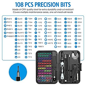 AMIR Precision Screwdriver Set, 132 in 1 Magnetic Screwdriver Set Kit, Electronics Repair Screwdrivers Tool Kit with 108 Magnetic Drill Bits for Repair Phone, Switch, Computer, etc