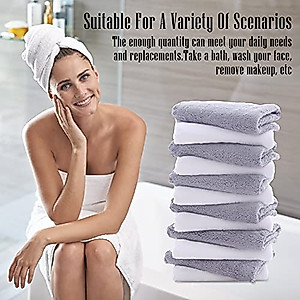 TENSTARS 12 Pack Premium Washcloths Set - Quick Drying- Soft Microfiber Coral Velvet Highly Absorbent Wash Clothes - Multipurpose Use as Bath, Spa, Facial, Fingertip Towel (Grey and White)