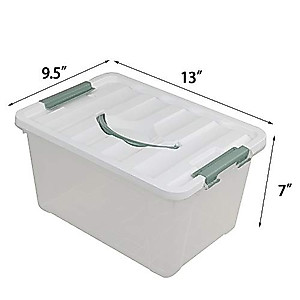 Saedy 14 Quart Latching Box, Great Funtionality Plastic Storage Bin with Lid, Clear Transparent Box with Handles