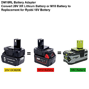ELEFLY DM18RL Battery Adapter Converter Compatible with Dewalt 20V Battery & M18 Battery, Replacement for Ryobi 18V Battery ONE+ Tools P108 ‎P189 P190 P197 PBP005