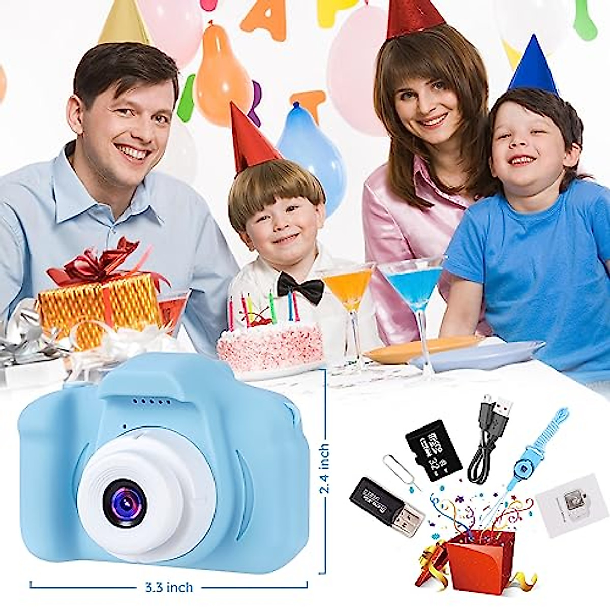 Kids Digital Camera, Toddler Camera, Kid Camera with 2 Inch Screen and 32Gb SD Card, Camera for Kids, Toys for 5 Year Old Girls, Birthday Gifts Christmas Toy for 3 4 5 6 7 8 Childs Boys(Blue)