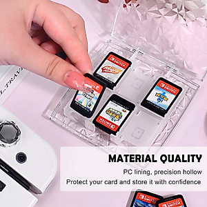 DLseego Clear Crystal Game Card Case For Regular Switch / Lite / OLED, 11 Slots Game Cards Holder 2 SD Card Slots, Sparkle Portable Game Card Storage Cartridge Box with 2PCS Diamond Thumb Grips