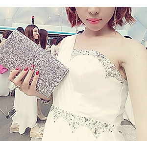 Covelin Women's Handbag Envelope Rhinestone Evening Clutch Bag Hot Silver