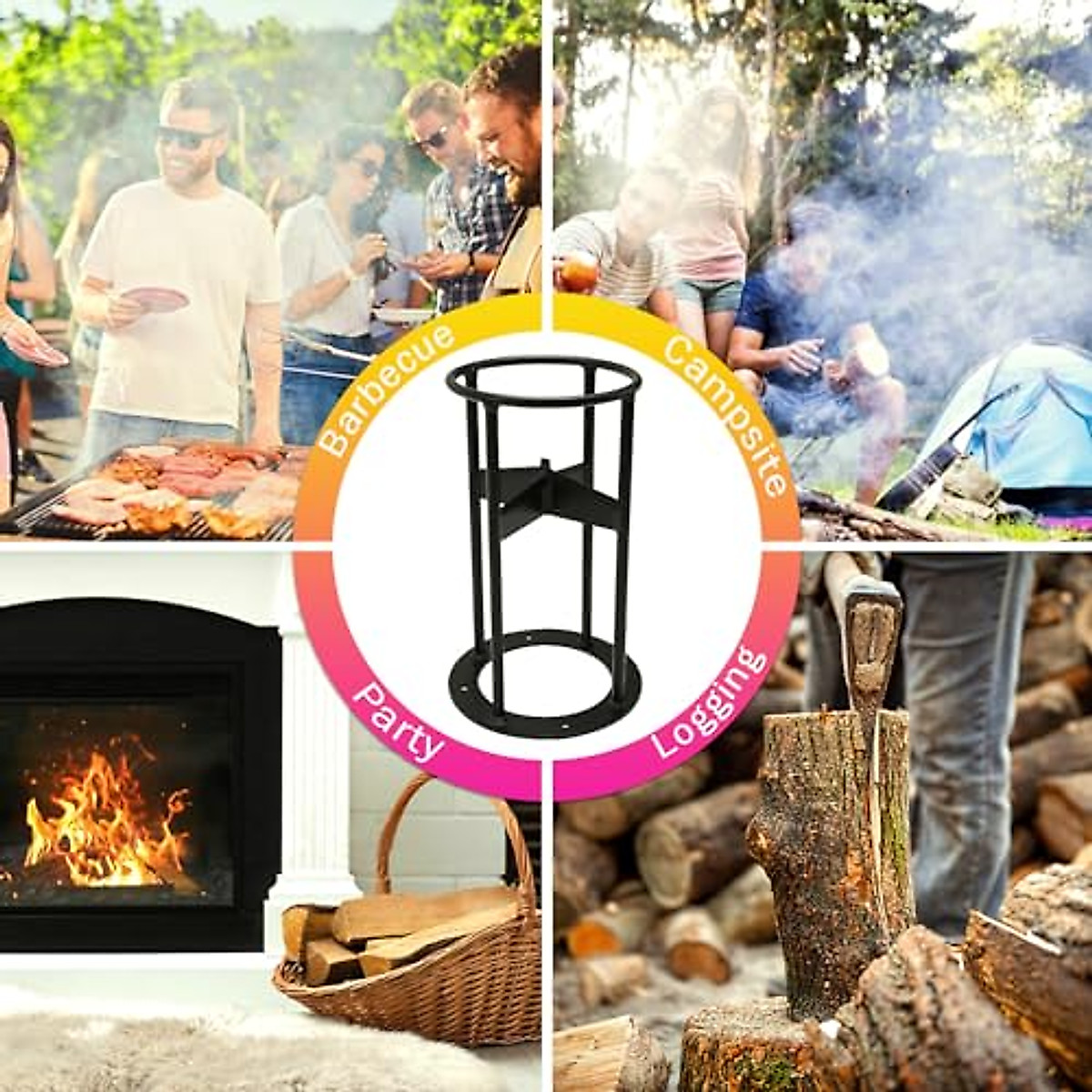 PIRIPARA Firewood Splitter Kindling Wood Splitting, Manual Log Wood Splitting Tool, 4 Parts at One Time Wood Splitter Cutter for 8.7" Diameter Wood