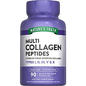 Nature's Truth Multi Collagen Peptides Capsules | Types I, II, III, V, X | 2000 mg | 90 Count | Keto Friendly | Non-GMO and Gluten Free Supplement