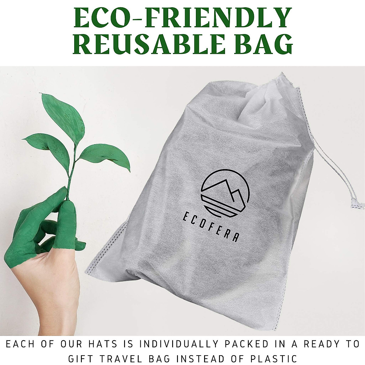 Ecofera Women's Eco-Friendly Ponytail Hat Messy Bun Baseball Trucker Cap (Grey/White Patch)