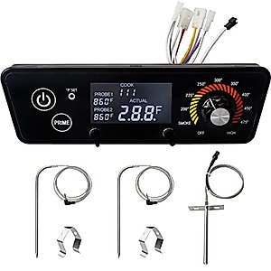 LCD Digital Thermostat Kit Replacement for Pit Boss Grills P7-340/700/1000 Compatible with Pit Boss Classic Austin XL Tailgater Control Board with 2*Meat Probes, RTD Temperature Probe