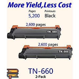 (2-Pack, Black)ColorPrint Compatible TN660 Toner Cartridge Replacement for Brother TN-660 TN630 TN-630 Work with HL-L2380DW HL-L2300D HL-L2340DW MFC-L2680W MFC-L2740DW MFC-L2685DW DCP-L2540DW Printer