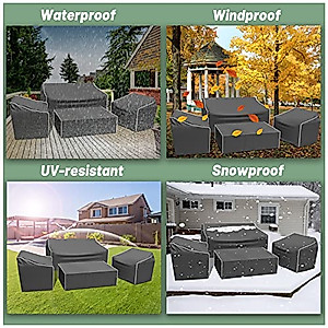 Patio Furniture Covers, Outdoor Furniture Cover Waterproof 4-Piece, Patio Furniture Set Covers, Heavy Duty Patio Covers, Ourdoor Sofa Cover, 2 Chair Covers, Coffee Table Cover Included -XL