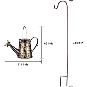 Garden Decor Solar Lights Outdoor Watering Can Decoration Hanging Lantern Waterproof for Lawn Patio Garden Courtyard Table Yard Pathway Walkway Outdoor Gardening Gifts, Warm White LED (Large)